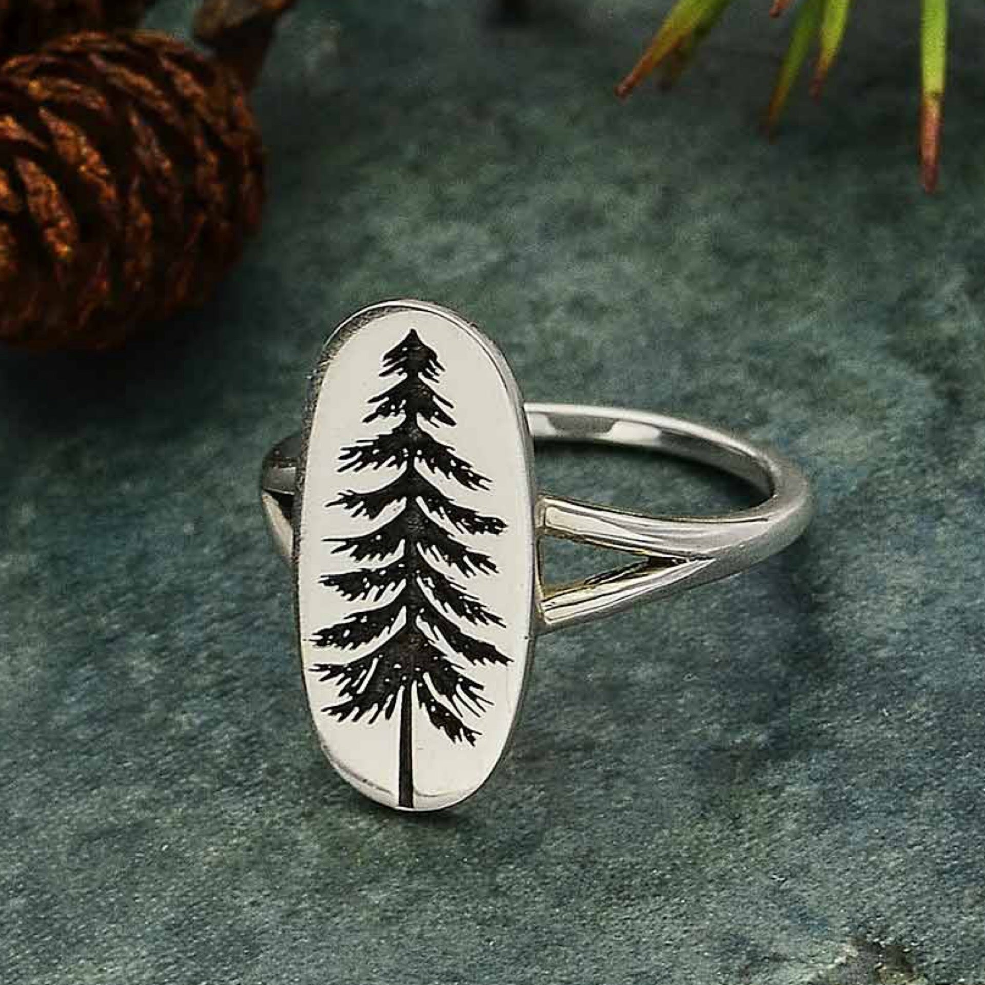 Etched Pine Tree Ring | a.&co. salon and spa